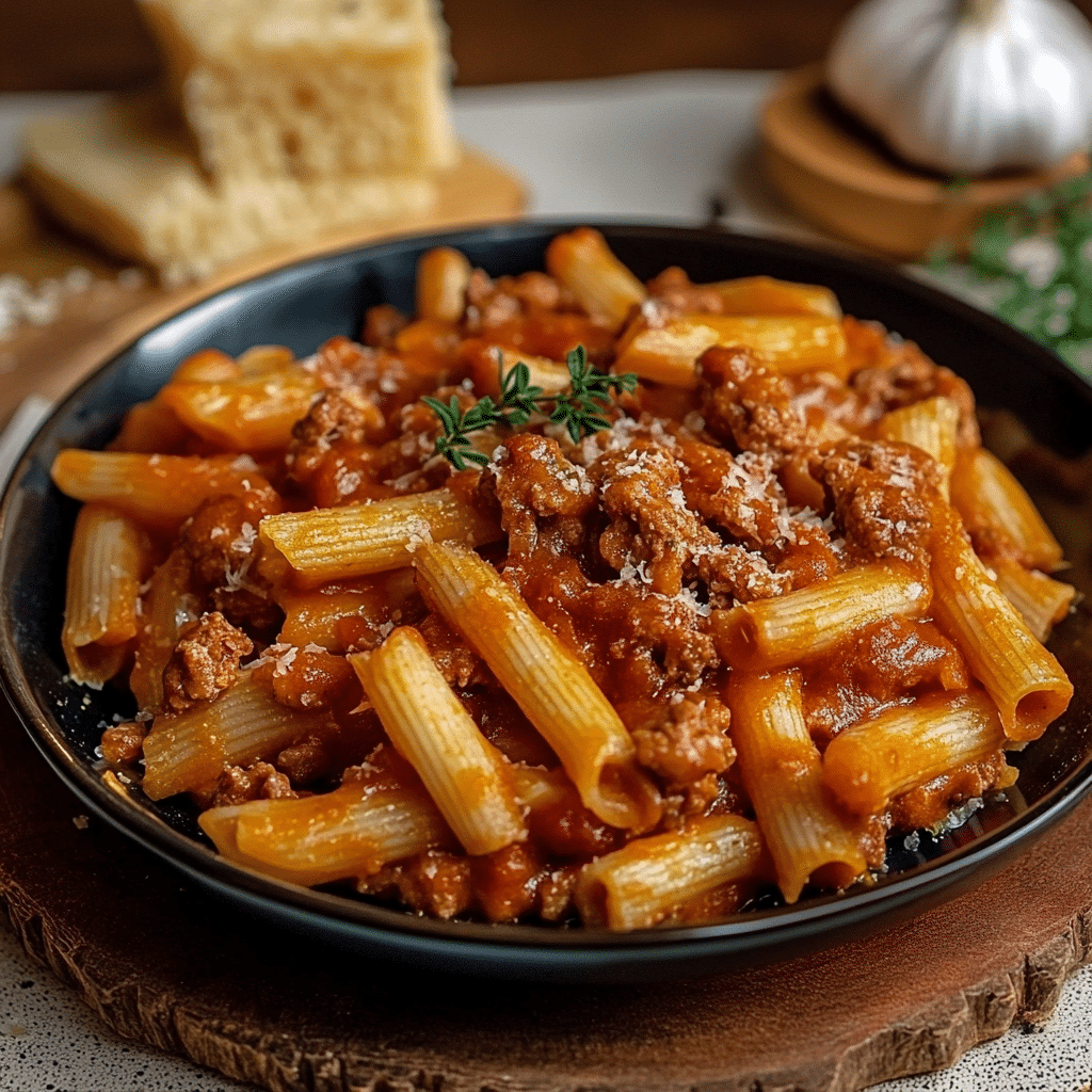 Receita de Macarrão com carne moída e molho de tomate - fabianareceitas.com